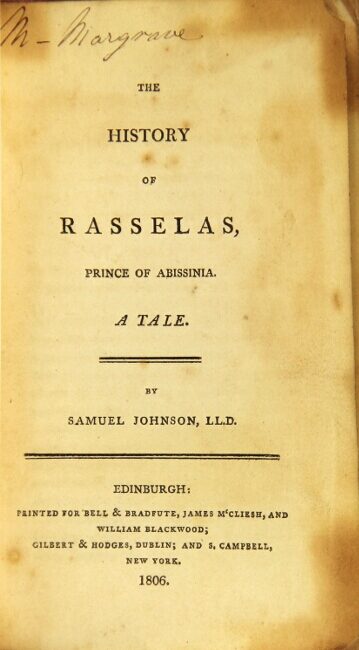 The history of Rasselas, prince of Abissinia. A tale | Samuel Johnson